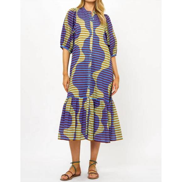 Oliphant | Dresses | New Oliphant Puff Sleeve Midi Dress In Haring Blue ...